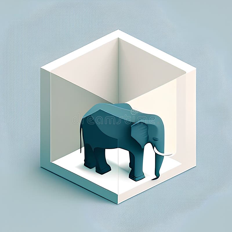 Elephant in a Box. 3D Isometric Vector Illustration Stock Photo - Image ...