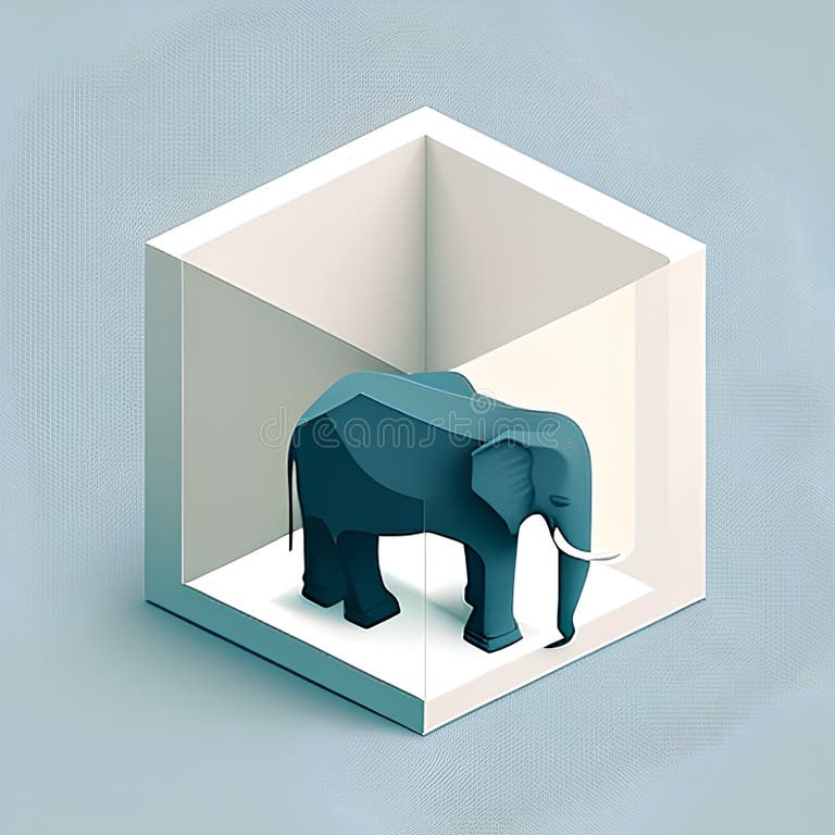 Elephant in a Box. 3D Isometric Vector Illustration Stock Photo - Image ...
