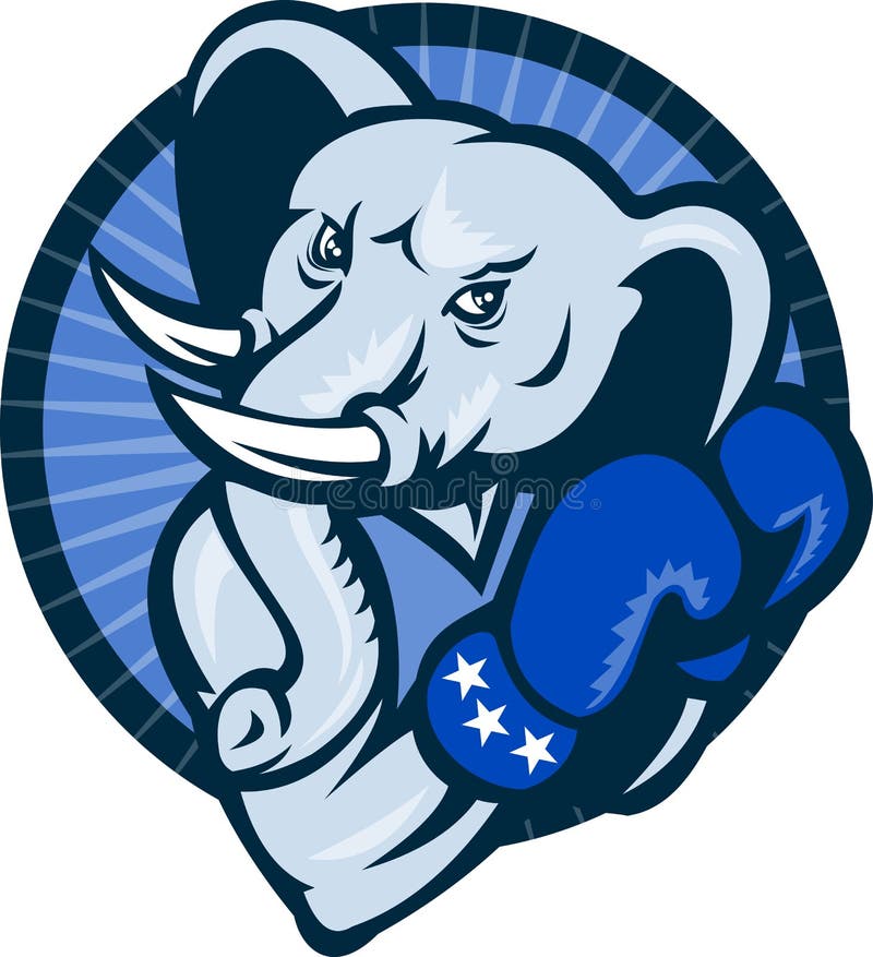 Elephant Boxing Gloves Democrat Mascot Stock Vector - Illustration of ...