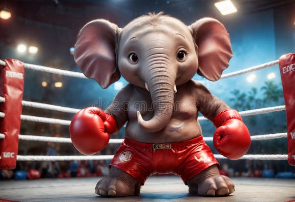Elephant in Boxing Gloves on a Ring. Generative AI Stock Illustration ...