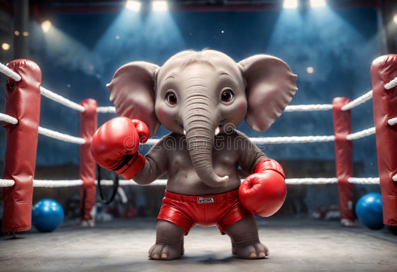 Elephant in Boxing Gloves on a Ring. Generative AI Stock Illustration ...