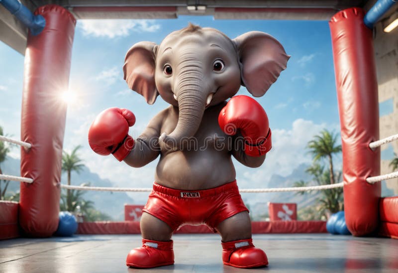 Elephant in Boxing Gloves on a Ring. Generative AI Stock Illustration ...
