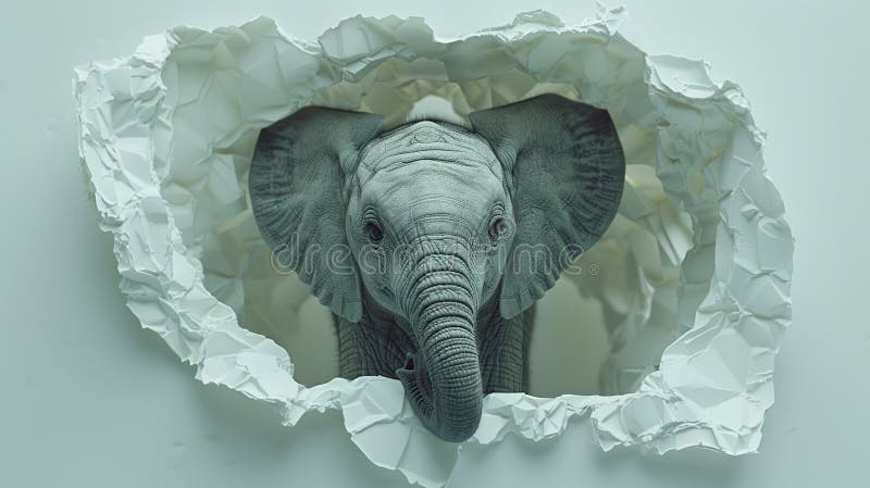 Elephant Breaking through a Wall Stock Illustration - Illustration of ...