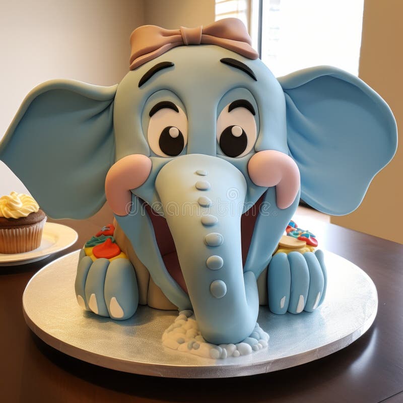 Cartoon Elephant Cake with Photorealistic Detailing and Playful ...