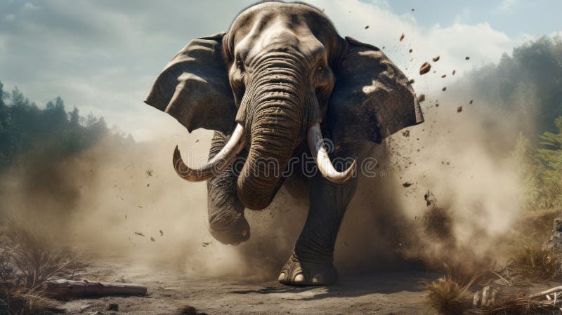 Giant Elephant Running: Hyperrealistic Rendering with Explosive ...
