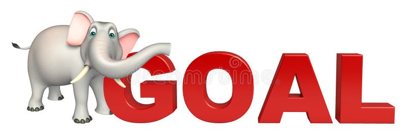 Elephant Cartoon Character with Goal Sign Stock Illustration ...