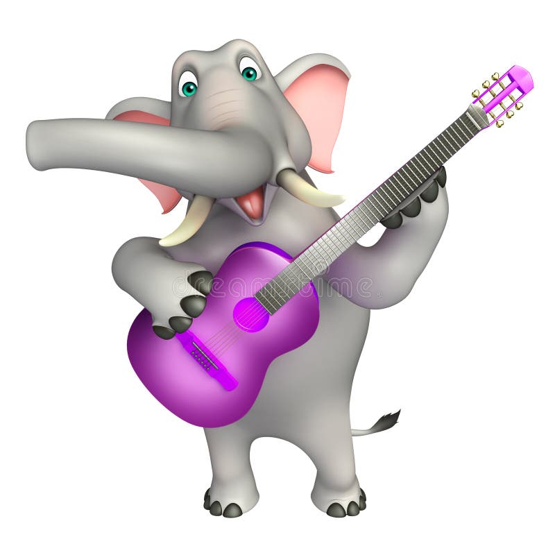 Elephant Cartoon Character Guitar Stock Illustrations – 114 Elephant ...
