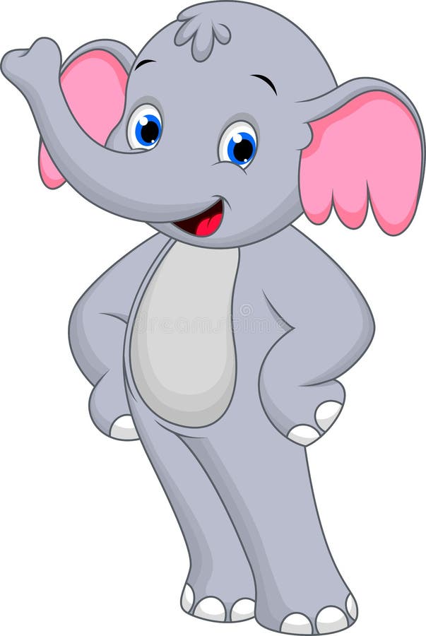 Cartoon Cute Elephant Waving Hand Stock Vector - Illustration of ...