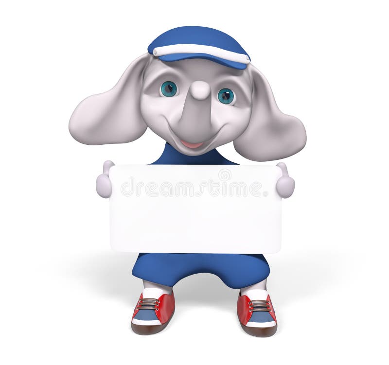 Cartoon Elephant Character Behind Poster Holding Toothbrush Hygiene ...