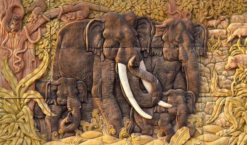 Elephant carved stock photo. Image of color, asia, mind - 23943672
