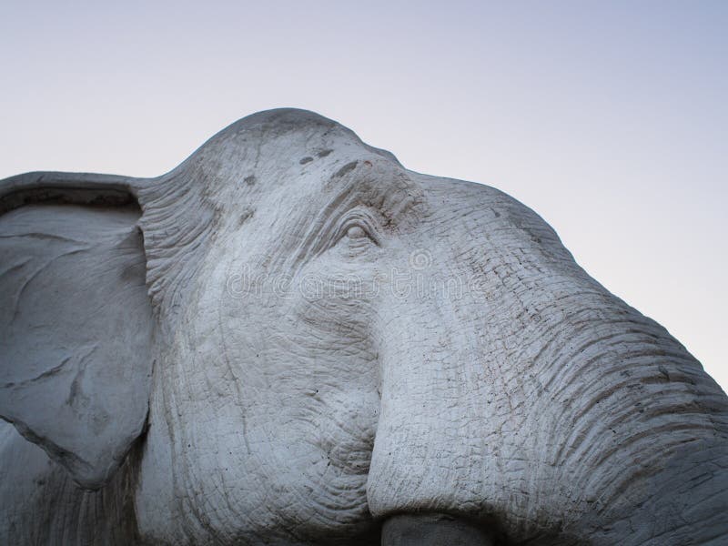 Statue Of Elephant, Cement On White Background Stock Image - Image of ...