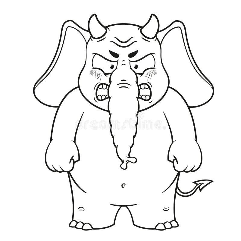 Elephant. Character. Angry Red with Horns. Devil. Big Collection of ...
