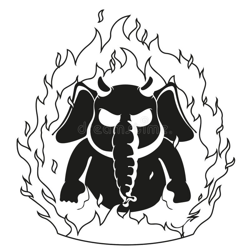 Elephant. Character. The Evil Red Horns, Fire. Devil. Big Collection Of ...