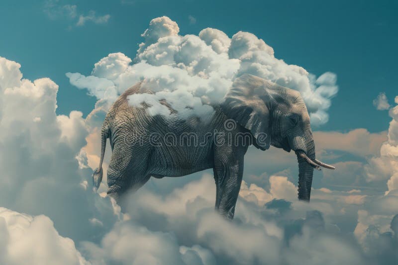 Elephant in the Clouds Surreal Skyscape Stock Illustration ...