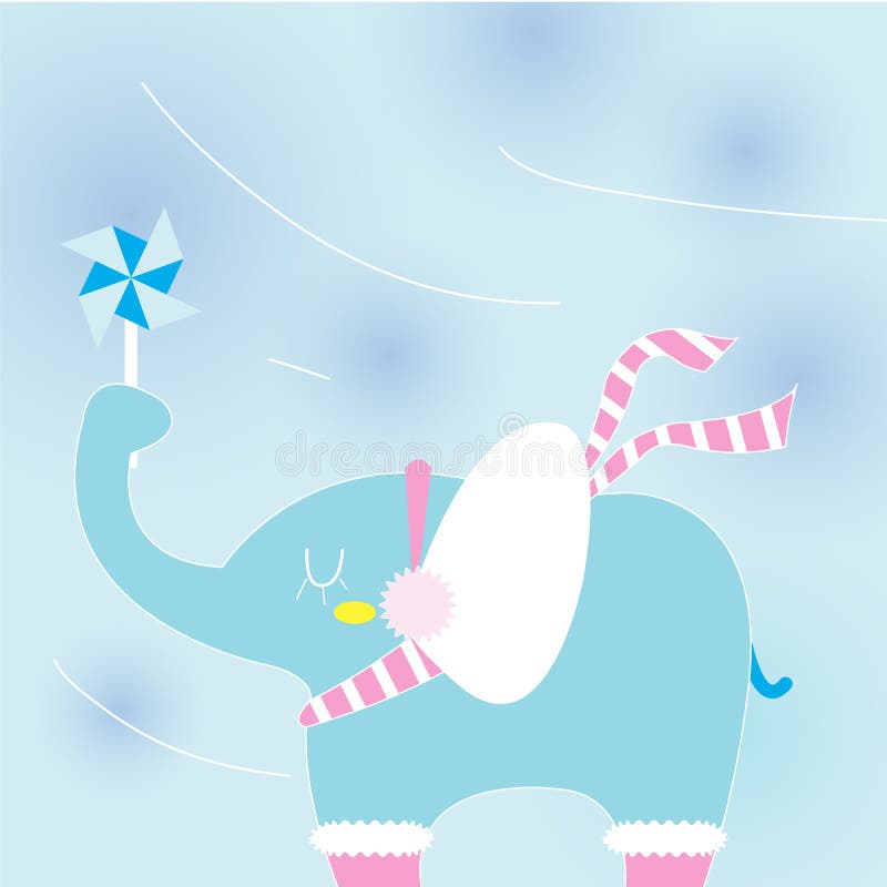 Elephant on a cold day stock vector. Illustration of blue - 26740771