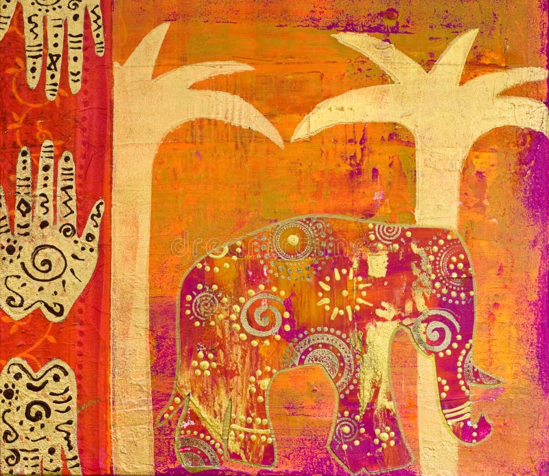 Elephant collage stock illustration. Illustration of acrylic - 14863746