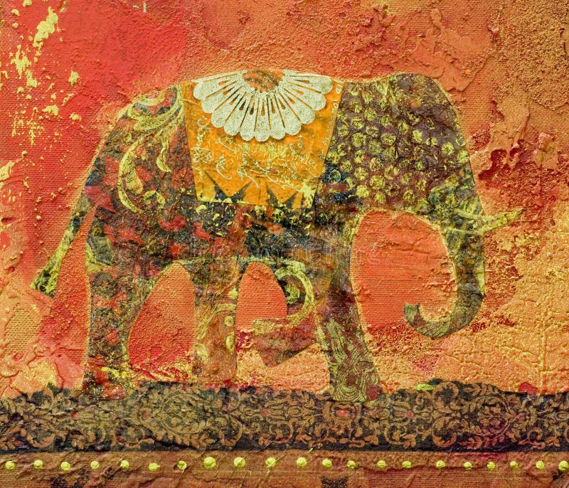 Elephant artwork stock illustration. Illustration of orange - 3333809