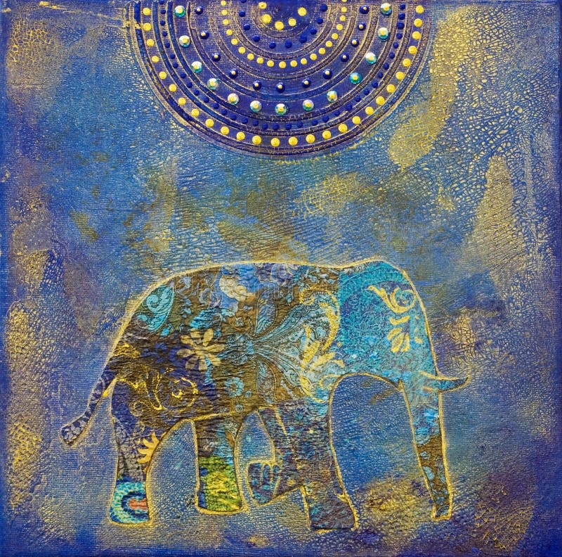 Elephant artwork stock illustration. Illustration of orange - 3333809