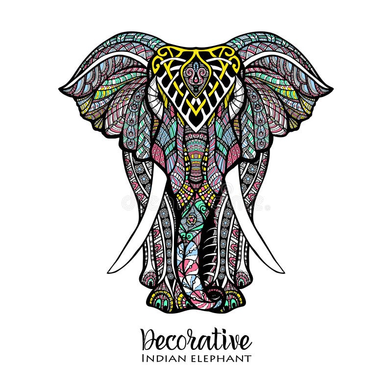 Decorative Elephant Illustration Stock Vector - Illustration of indian ...