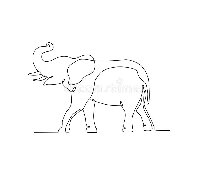 Elephant in Continuous Line Art Drawing Style. Minimalist Black Big ...
