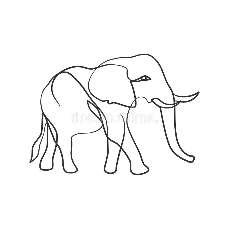 Elephant in Continuous One Line Art Drawing Stock Vector - Illustration ...