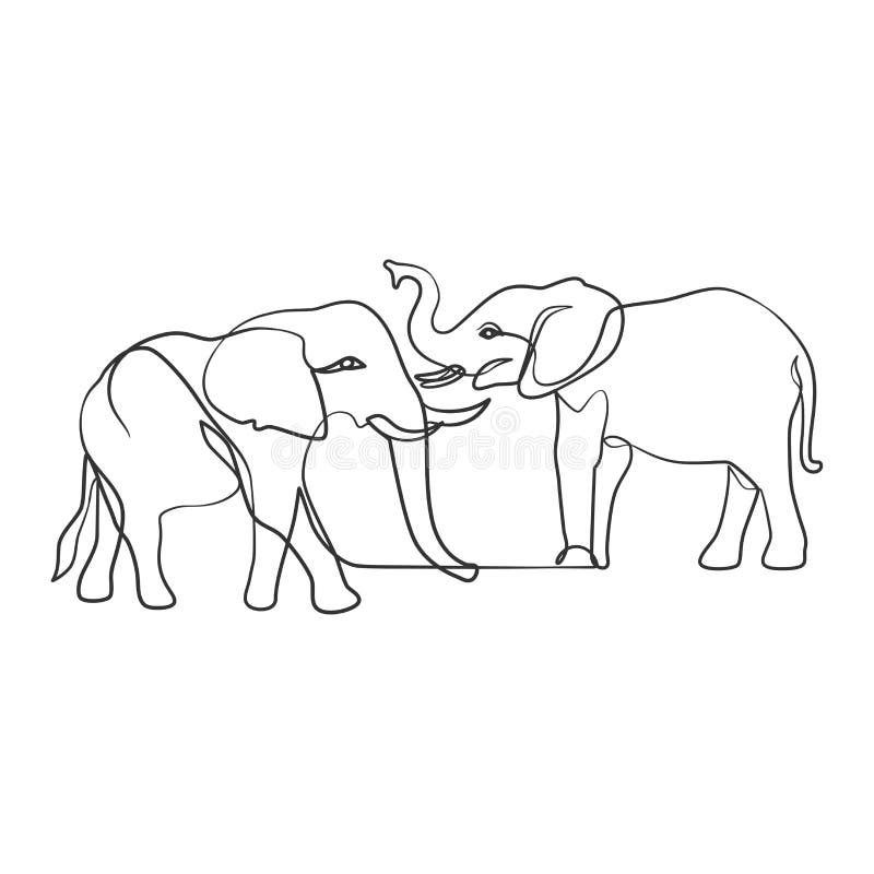 Elephant in Continuous One Line Art Drawing Stock Vector - Illustration ...
