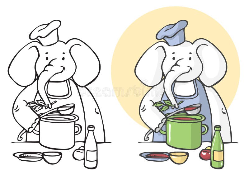 Cook Elephant stock vector. Illustration of smiling, illustrations ...