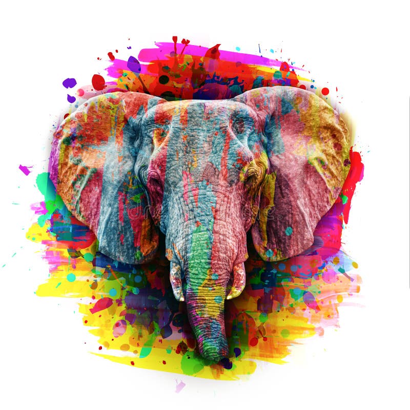 Elephant with Creative Colorful Abstract Elements on Light Background ...