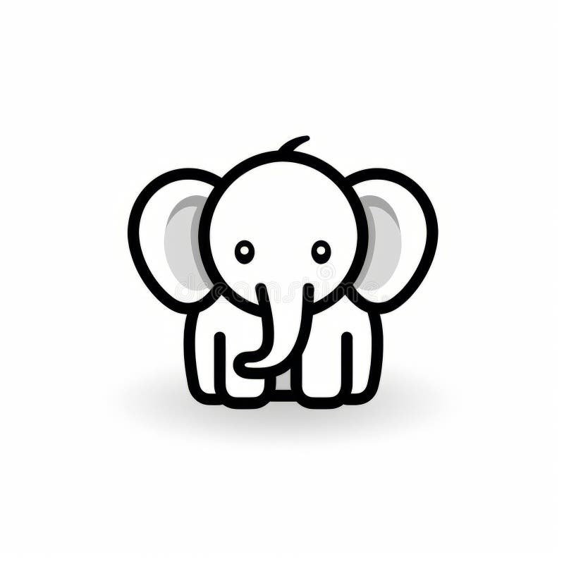 Sleek Elephant Icon Illustration in John Wilhelm Style Stock ...