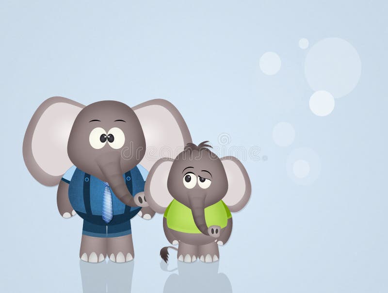 Elephant dad with son stock illustration. Illustration of animal - 70124704