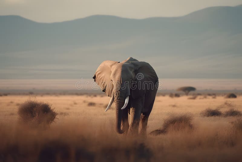 Elephant in the Desert. Neural Network AI Generated Stock Photo - Image ...