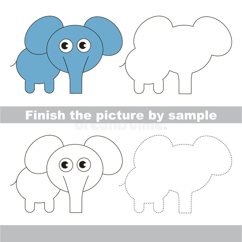 Elephant. Drawing Worksheet. Stock Vector - Illustration of developing ...