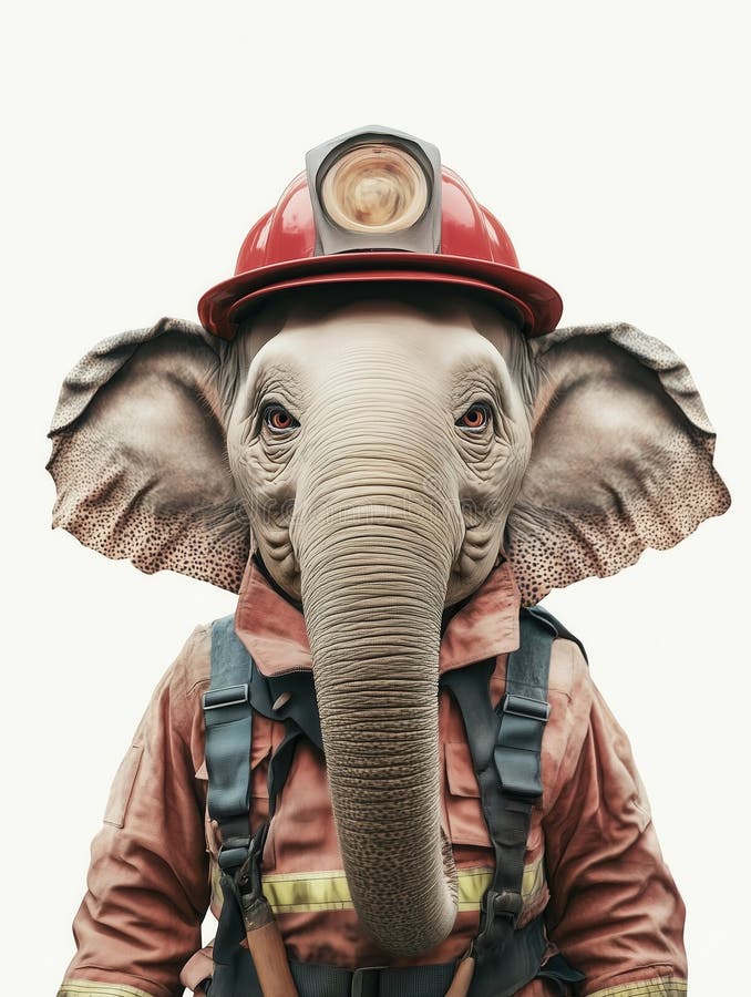 A Elephant Dressed Like a Fireman Stock Image - Image of firefighter ...