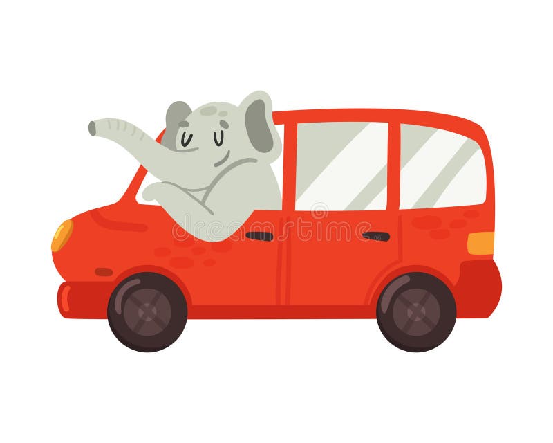 Elephant driving a car stock vector. Illustration of balance - 310652250