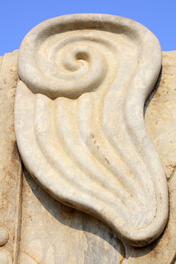 Elephant ear stone carving stock image. Image of artifacts - 381776493