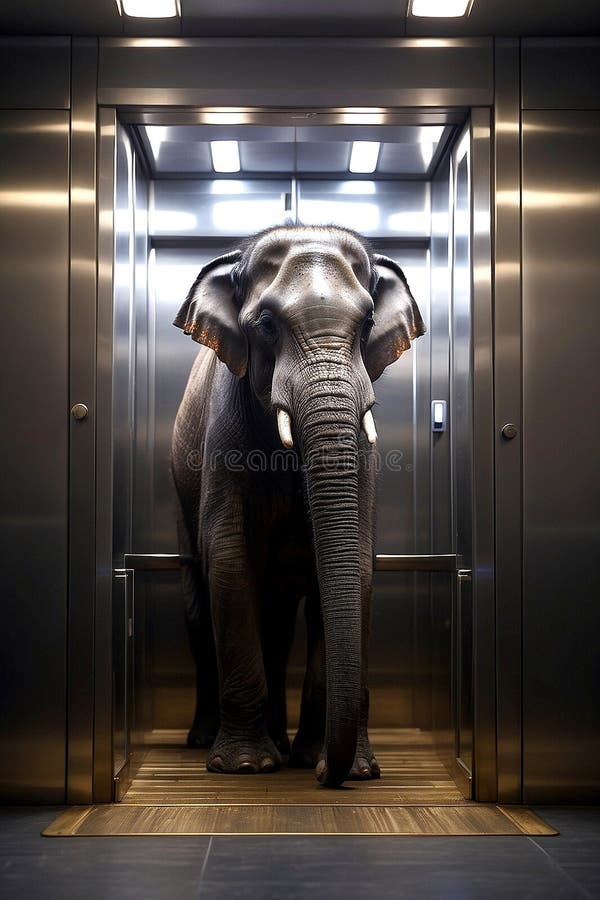 Elephant in an elevator stock illustration. Illustration of carving - 301298480
