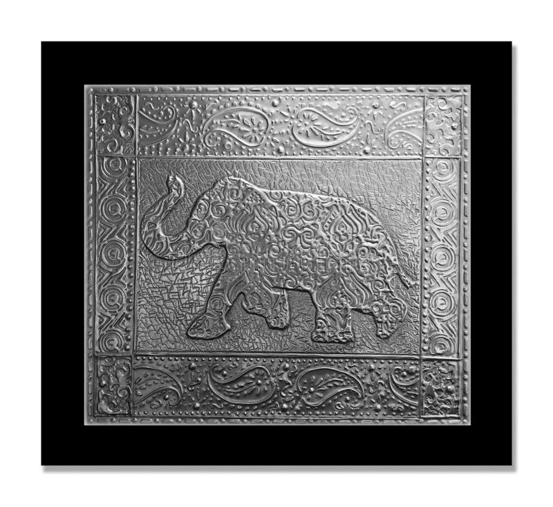 Elephant Embossed on a Pewter Sheet Stock Image - Image of embossing ...