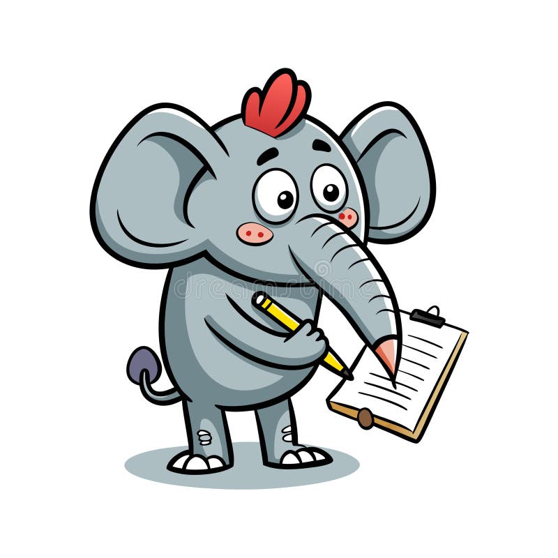 Elephant Engaged in Journal Writing Activity Stock Image - Illustration ...