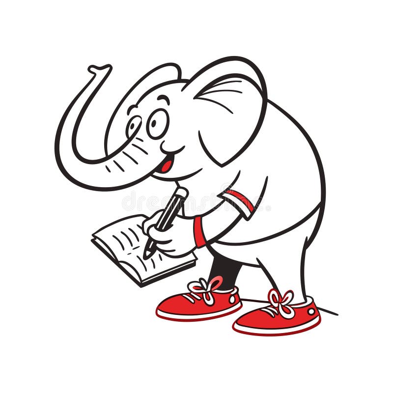 Elephant Engaged in Writing while Trembling Stock Illustration ...