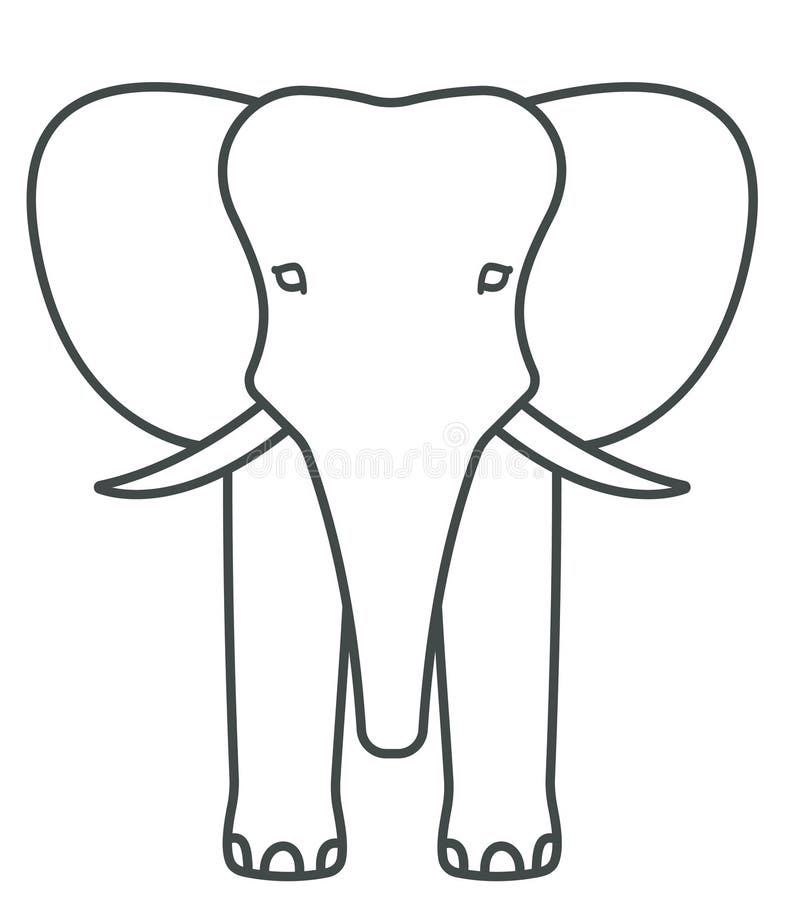 Contour Elephant Head with Trunk and Tusks. Wild Mammal Stock Vector ...