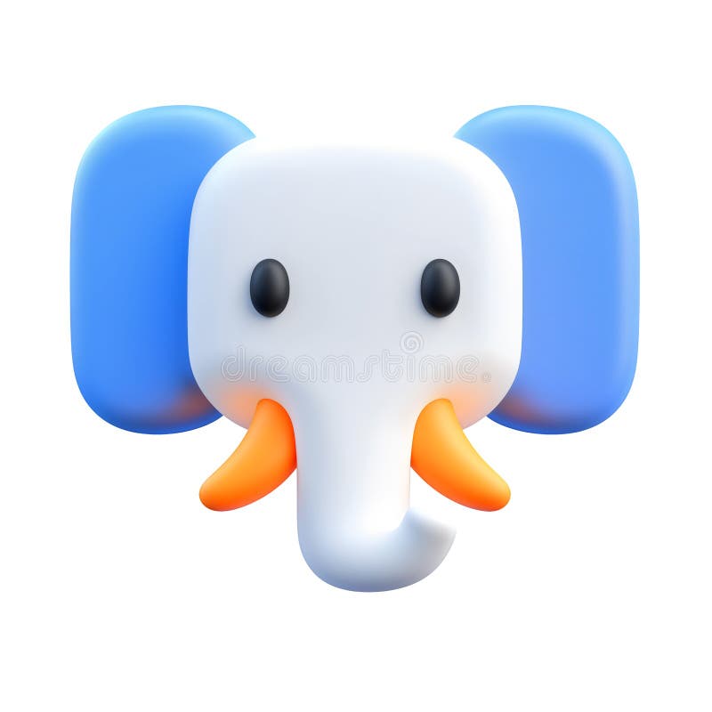Elephant face flat 3D icon stock image. Illustration of sides - 375807771