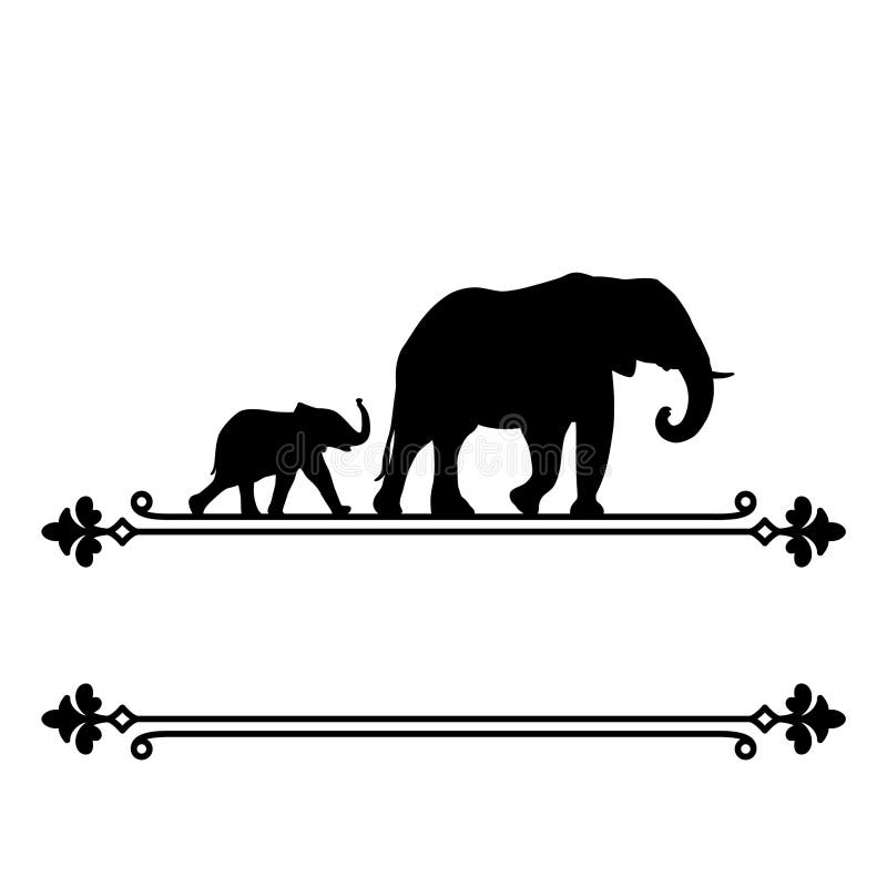 Elephant Family Split Frame Monogram EPS Vector Stock Illustration ...