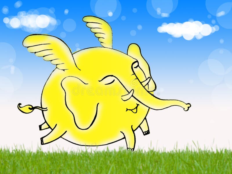 Elephant fly freedom stock illustration. Illustration of symbols - 21605333