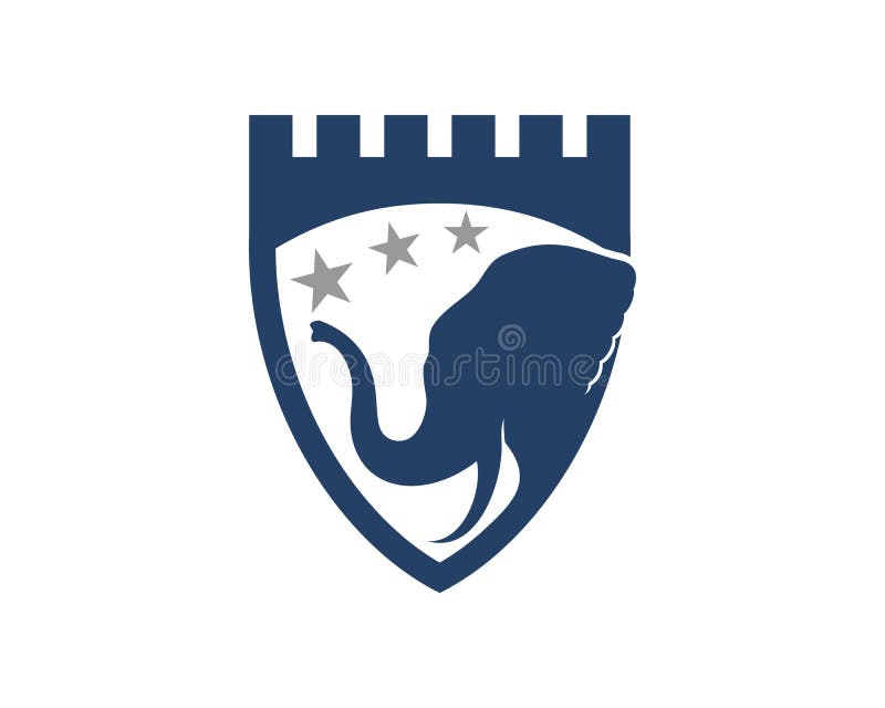 Elephant in the Fortress Shield Logo Stock Illustration - Illustration ...