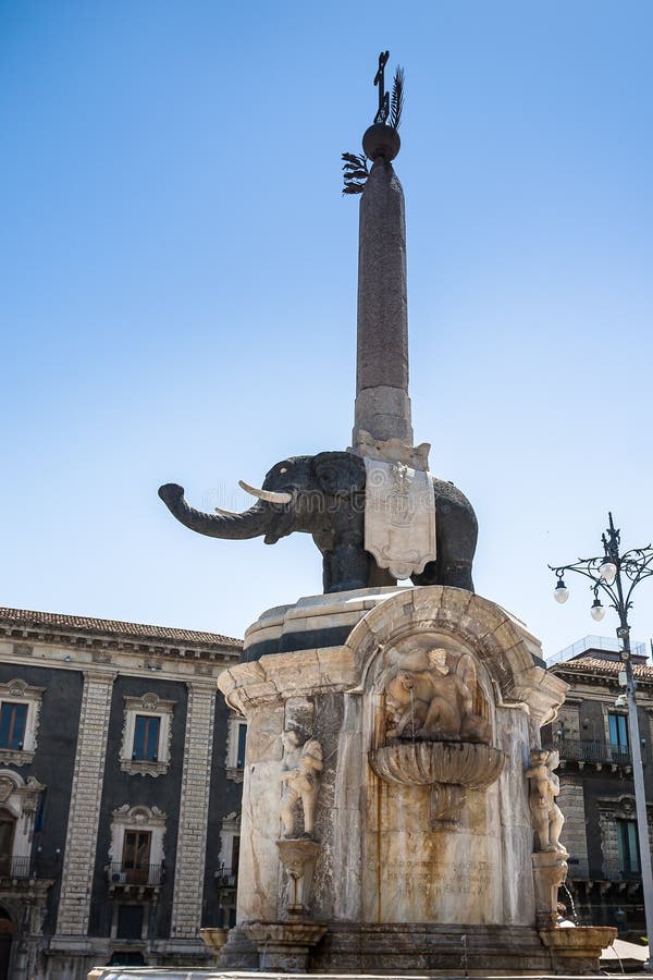 Elephant Fountain in Catania, Sicily Stock Image - Image of cathedral ...