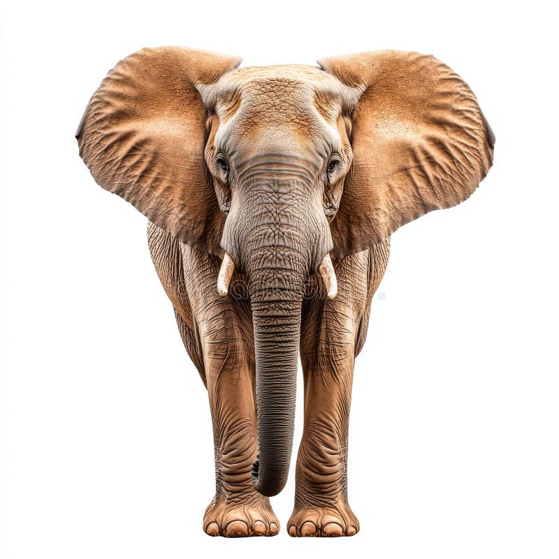 Elephant Front View with Full Body Isolated on Transparent Background ...