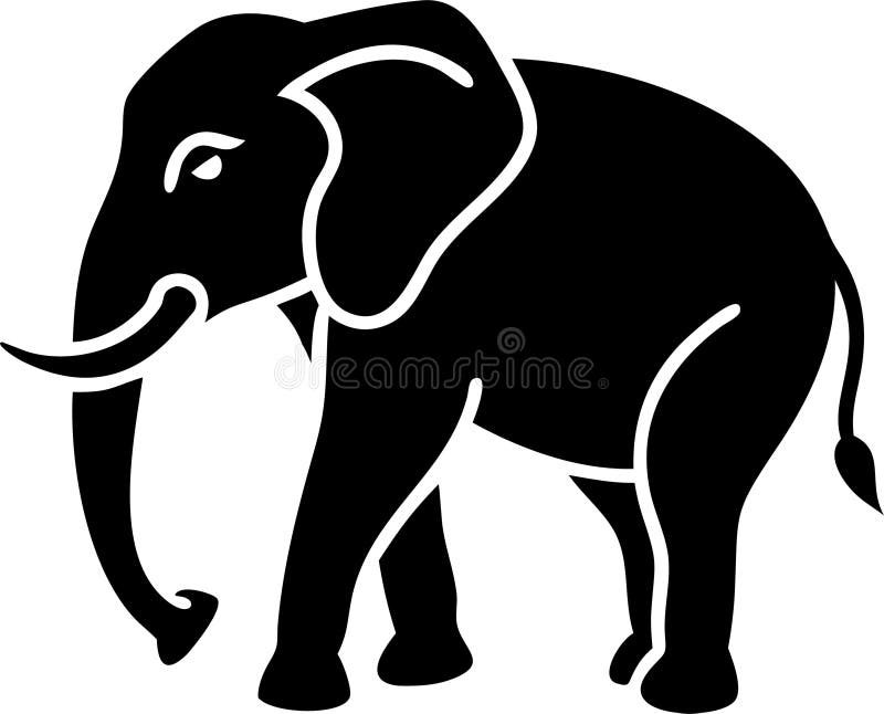 Elephant Full Body Vector Silhouette Design. Stock Vector ...