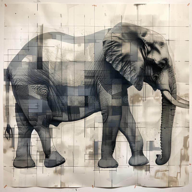 Elephant in Geometric Abstract Style Stock Illustration - Illustration ...