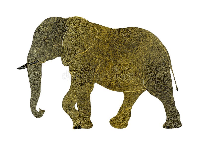 Elephant Gold Stripes Gradient Vector Stock Illustration - Illustration ...