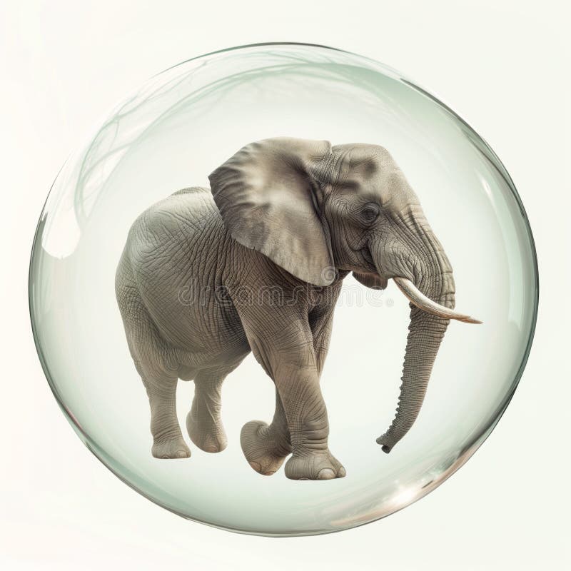 An Elephant, Inside a Floating Bubble Stock Illustration - Illustration ...